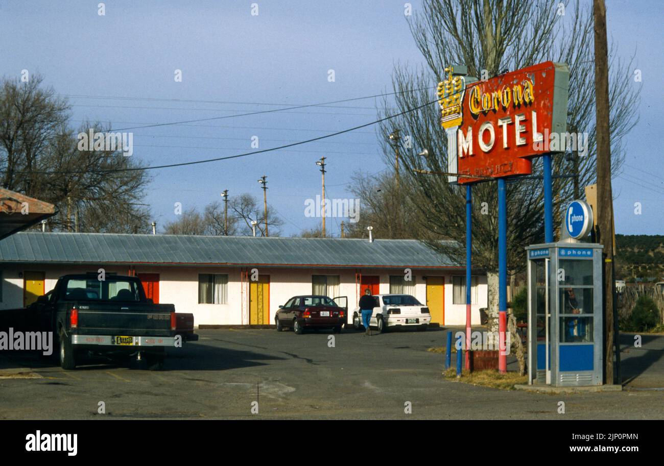 Small-town motel at Corona, southern New Mexico, U.S.A. (1995 Stock ...