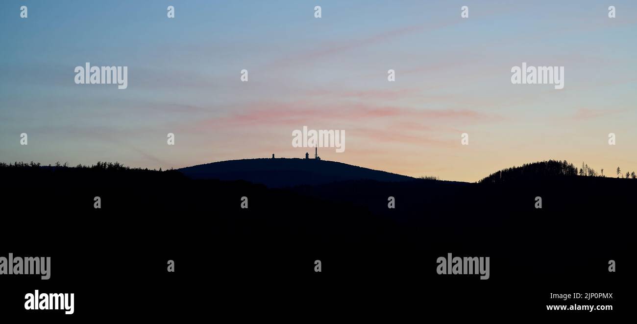 View of the Brocken peak in Harz National Park in Germany from ...