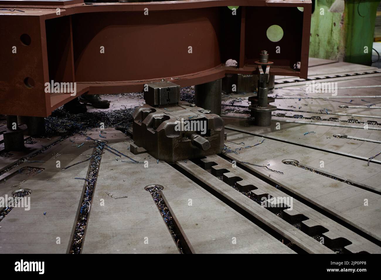 Fragment of the faceplate of a large carousel lathe Stock Photo - Alamy