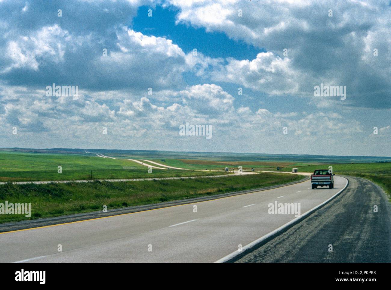 Interstate 90, a long-distance freeway crossing the plains of South ...