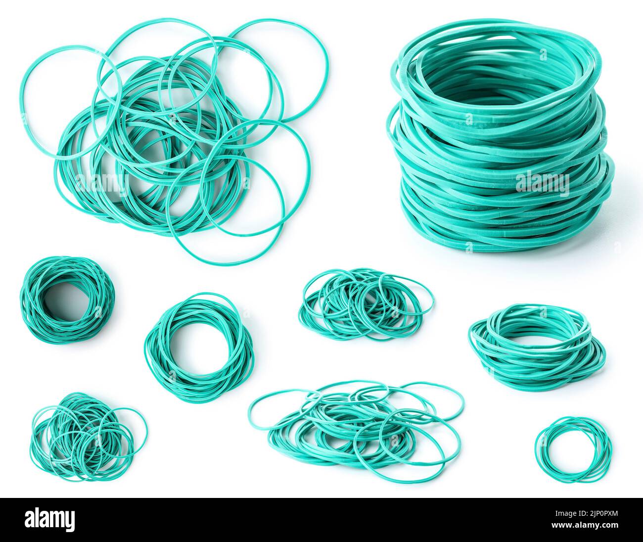 Collection of elastic bands on white background Stock Photo - Alamy