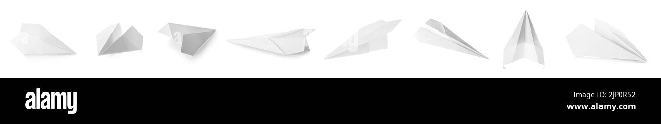 Set of paper planes on white background Stock Photo - Alamy