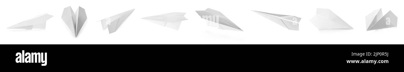 Set of paper planes on white background Stock Photo - Alamy