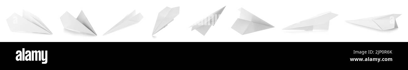 Set of paper planes on white background Stock Photo - Alamy