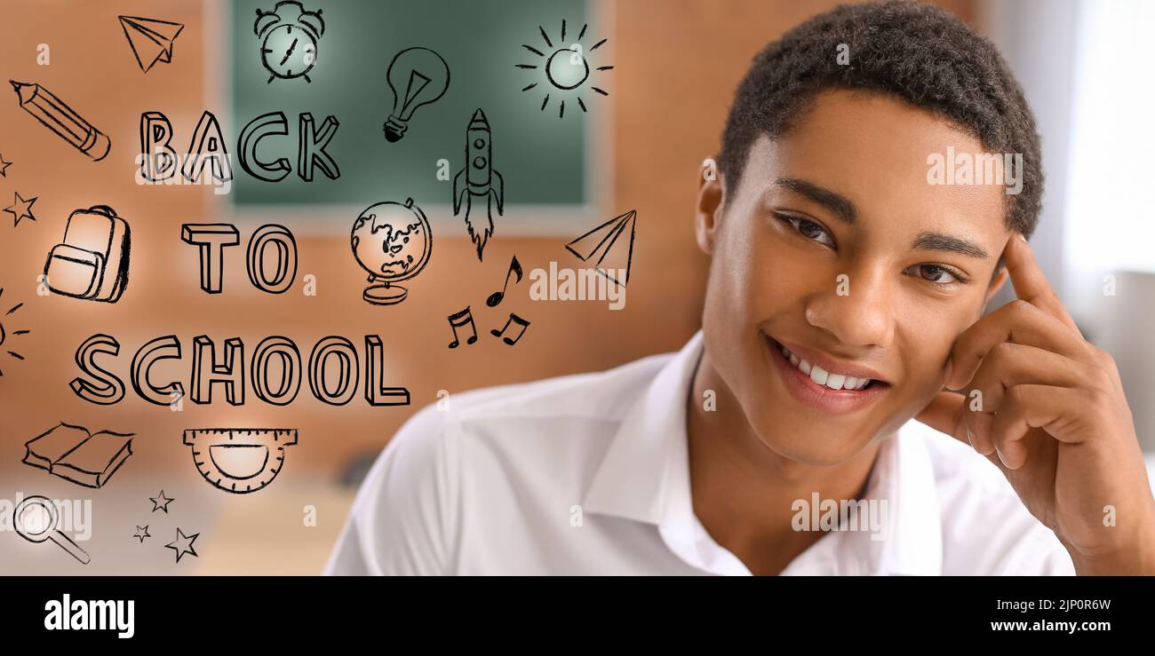 African-American student in classroom. Back to school Stock Photo - Alamy