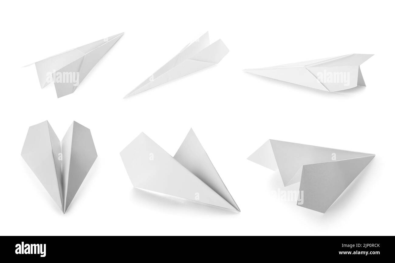 Set of paper planes isolated on white Stock Photo - Alamy