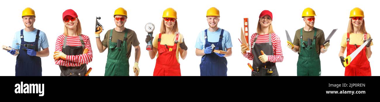 Set of carpenters on white background Stock Photo - Alamy
