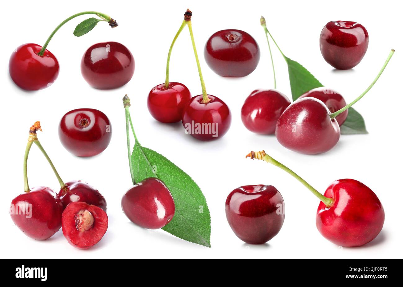 Set of sweet cherries isolated on white Stock Photo - Alamy