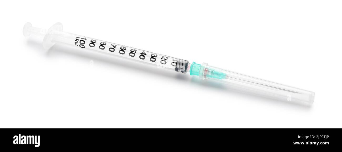 Empty medical syringe on white background Stock Photo - Alamy