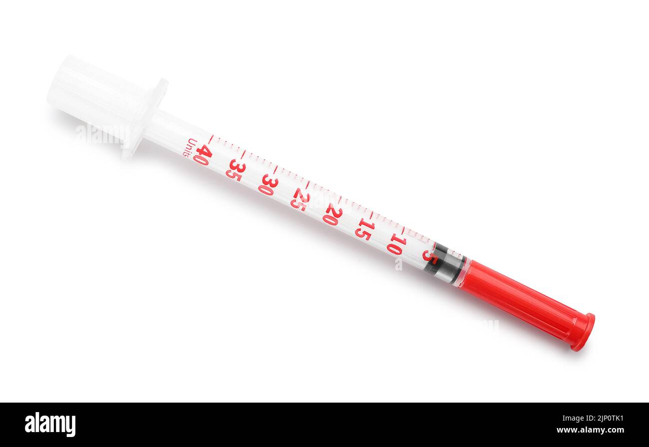 Empty medical syringe on white background Stock Photo - Alamy