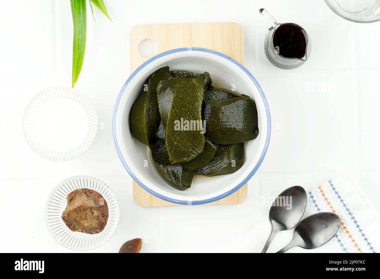 Top View Green Grass Jelly Drink or Cingcau Hijau. Cincau Ijo is ...