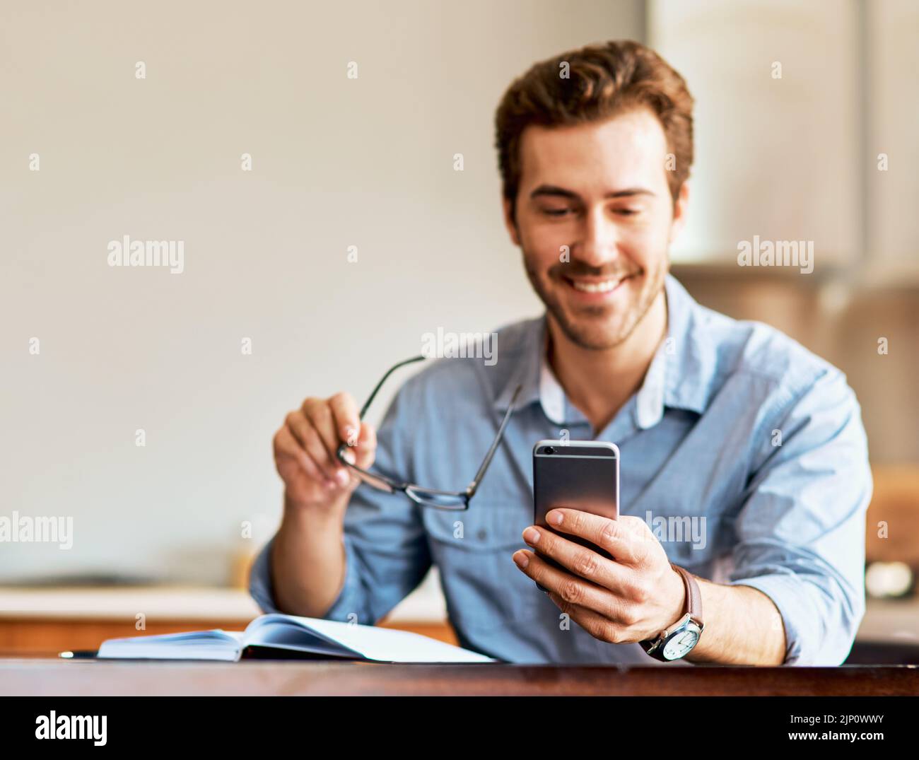 Cant get anything done without his digital connections. a young man ...