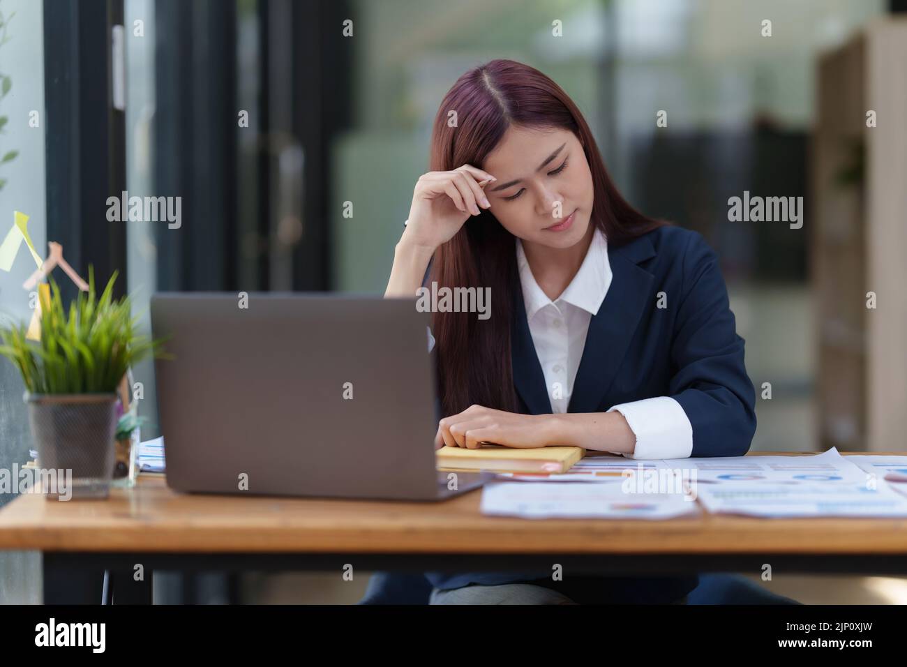 Business Finance audit tax Concept. Young business women analytics ...