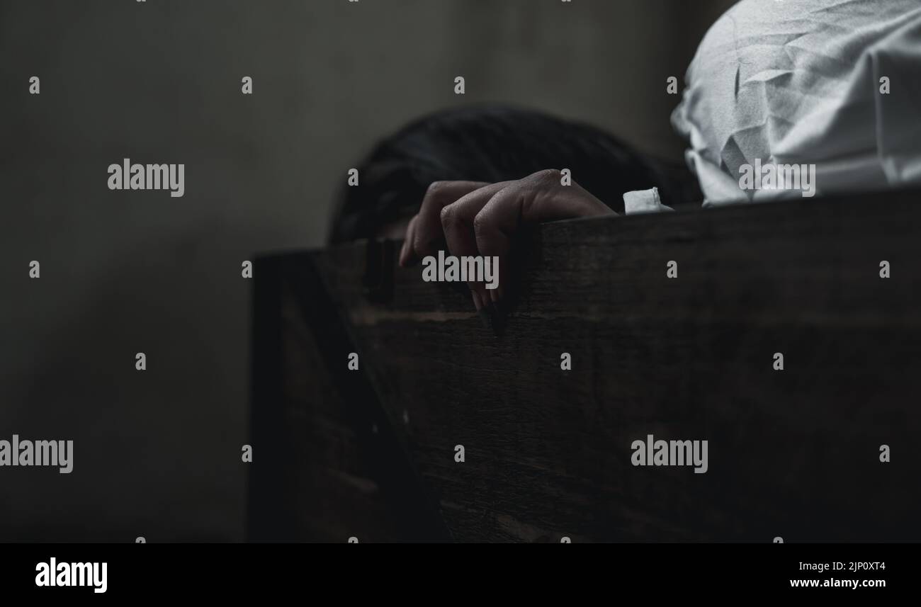 Horror ghost woman. Asian ghost horror creepy scary have hair covering ...