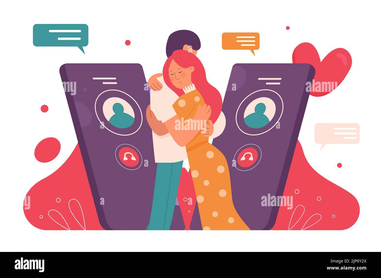 Woman hugging computer screen Stock Vector Images - Alamy