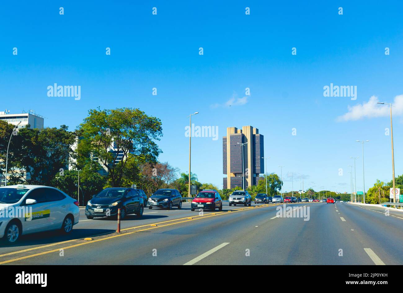 Brazil's central bank building highlighted in the city of Brasilia ...