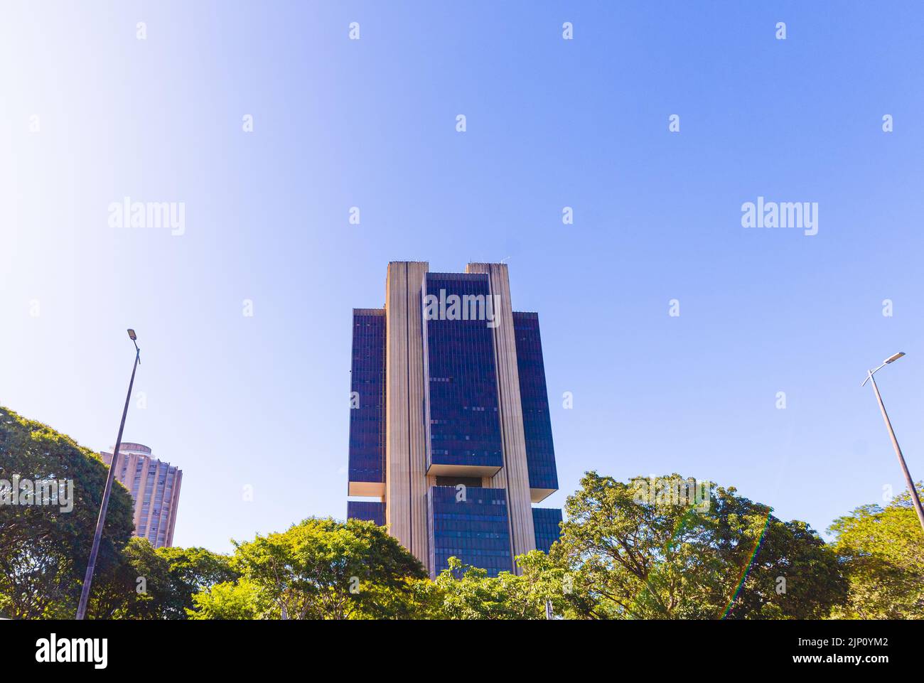 Brazil's central bank building highlighted in the city of Brasilia ...