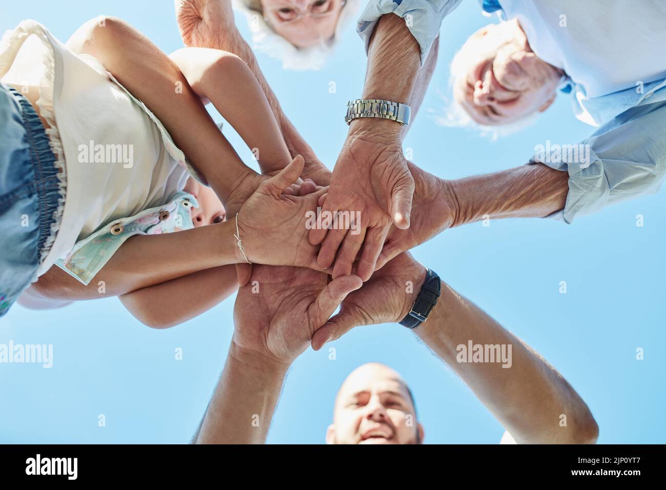 Quality time builds family ties. Low angle shot of a happy family ...