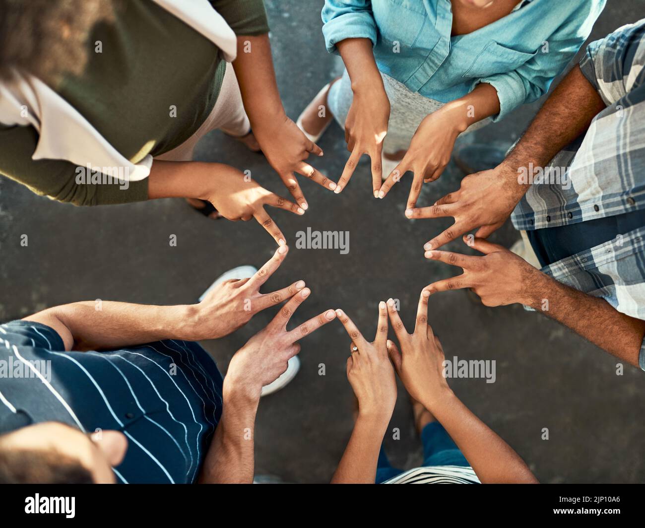 Lets see what it means to be a team. High angle shot of an ...