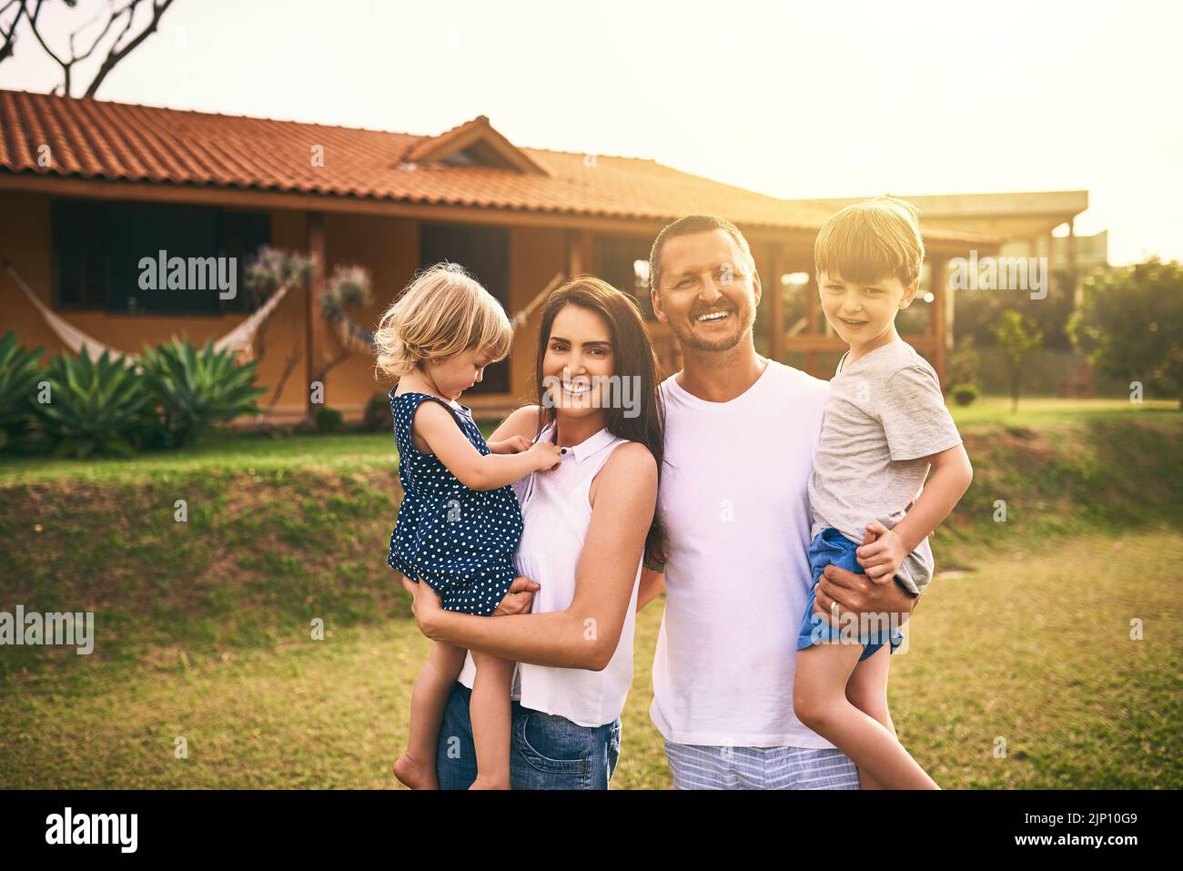 Its a beautiful day to spend outdoors with family. a happy family ...
