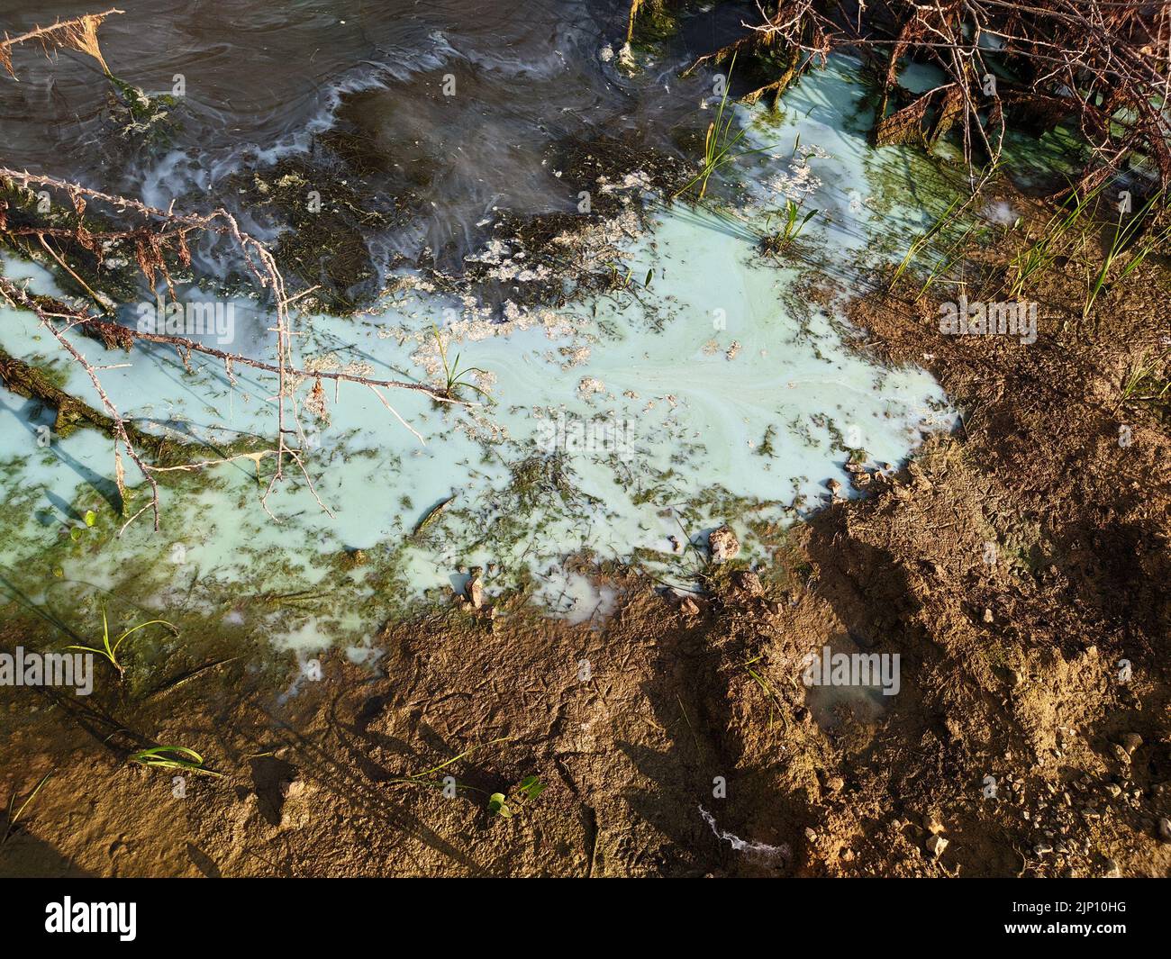Problems with ecology. Polluted water near the coast Stock Photo - Alamy