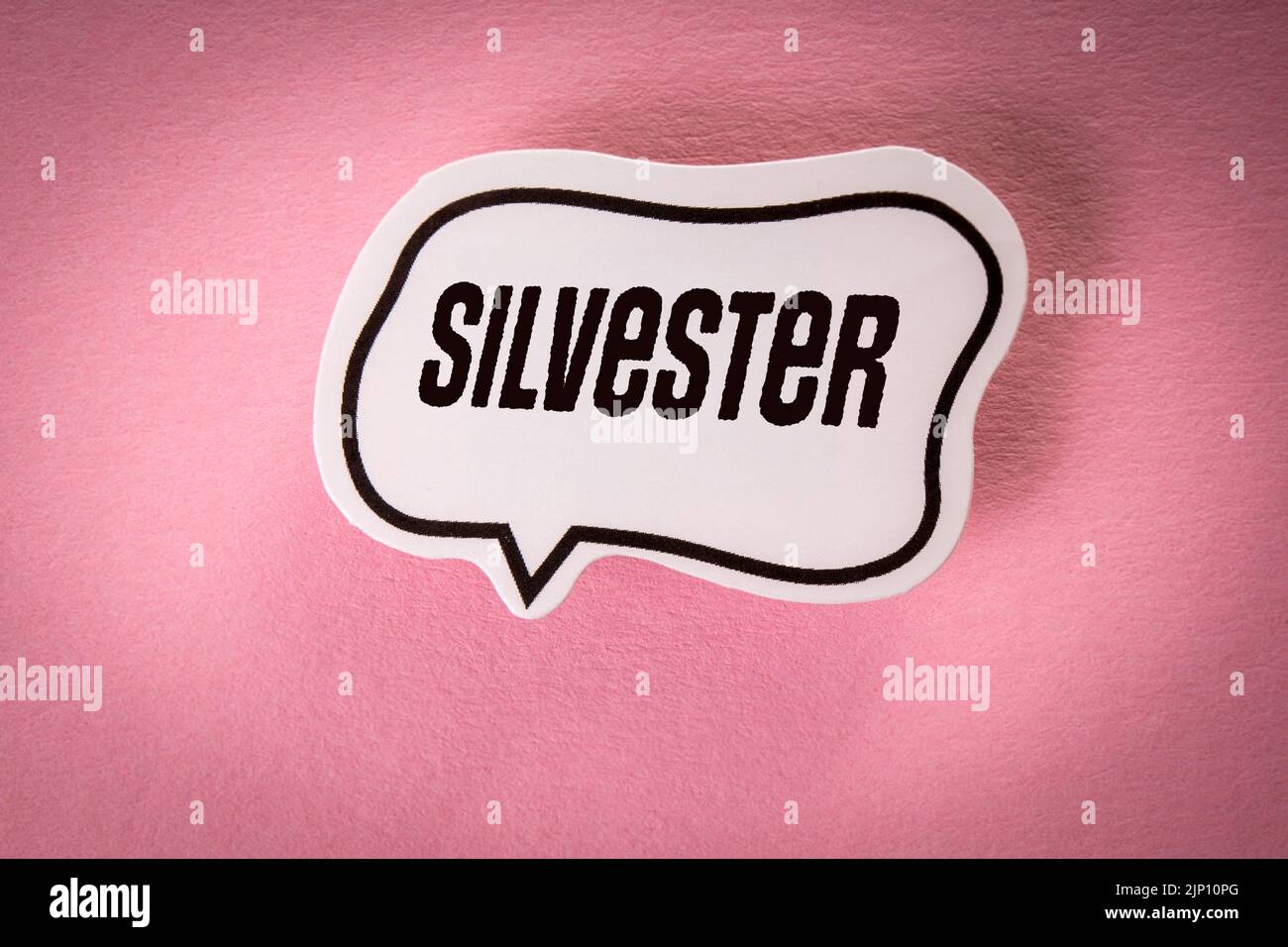 Silvester, New Year's Eve. German text on speech bubble Stock Photo - Alamy