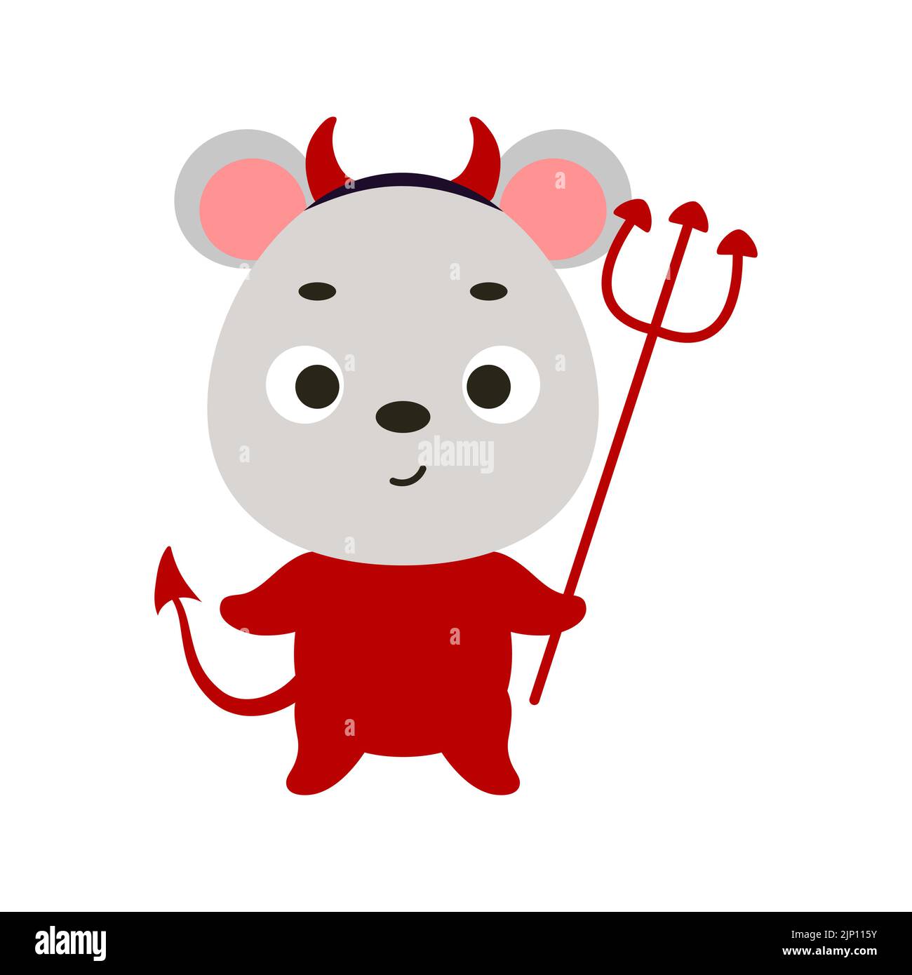 Cute little Halloween mouse in a devil costume. Cartoon animal ...