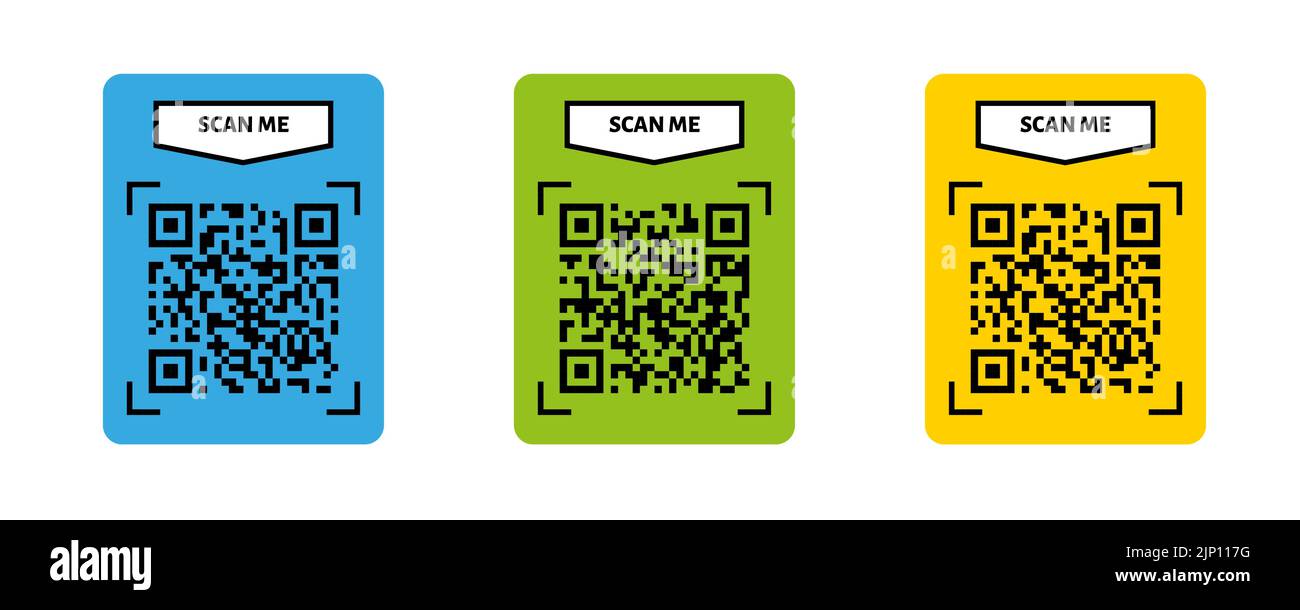 Scan me QR code design. QR code for payment, text transfer with scan me button. Vector ...