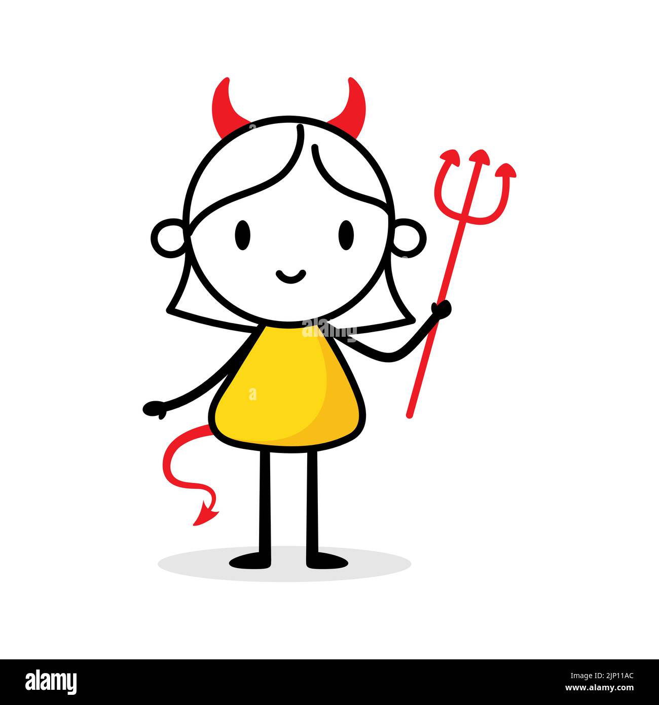 Woman in a devil costume. Cartoon Halloween character. Vector stock ...