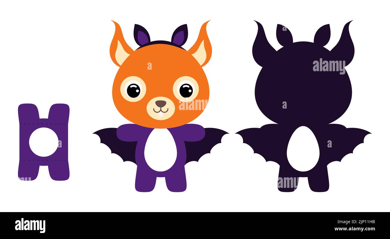 Cute die cut Halloween squirrel chocolate egg holder template. Cartoon ...