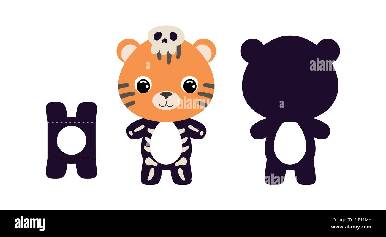 Cute die cut Halloween tiger chocolate egg holder template. Cartoon ...