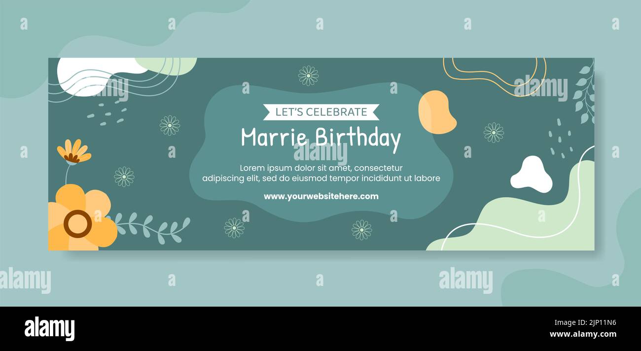 Boho Party Banner Template Hand Drawn Cartoon Flat Illustration Stock ...