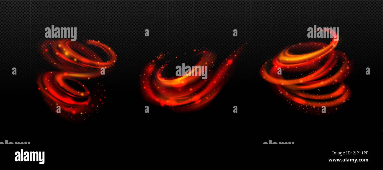 Fire sparkle motion effect, spiral twist or swirl. Magic spell with ...