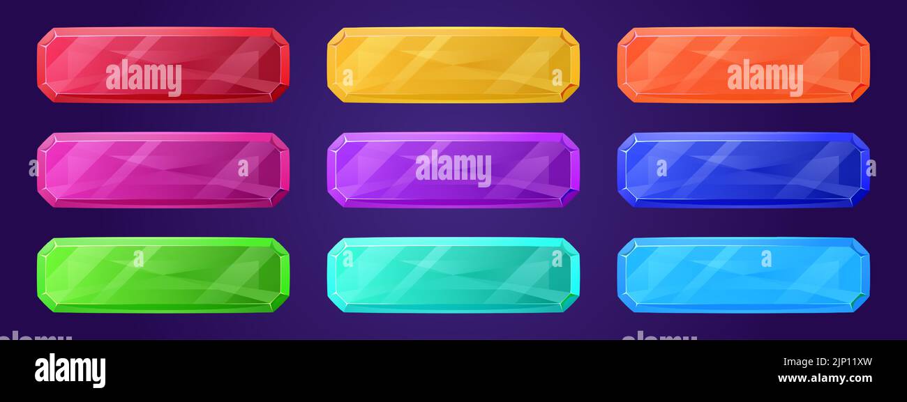 Glass color rectangular buttons for game or mobile app interface design ...