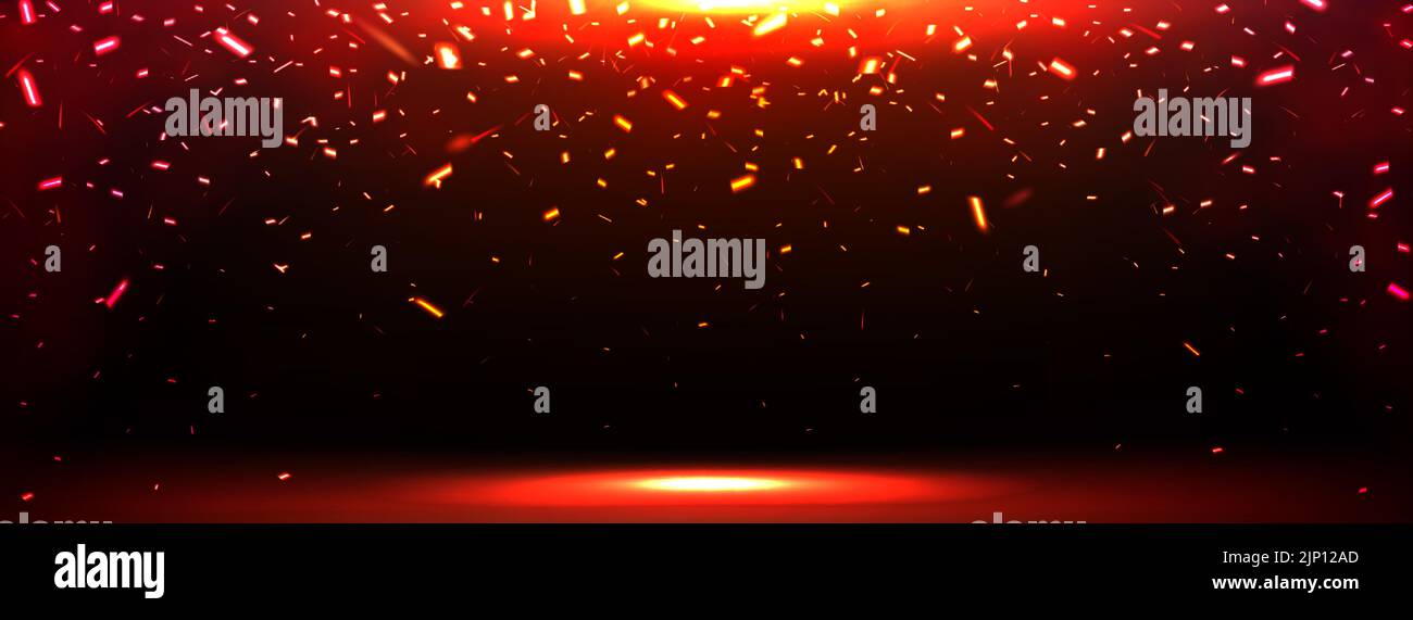 Abstract background with burst effect with falling fire sparks. Vector ...