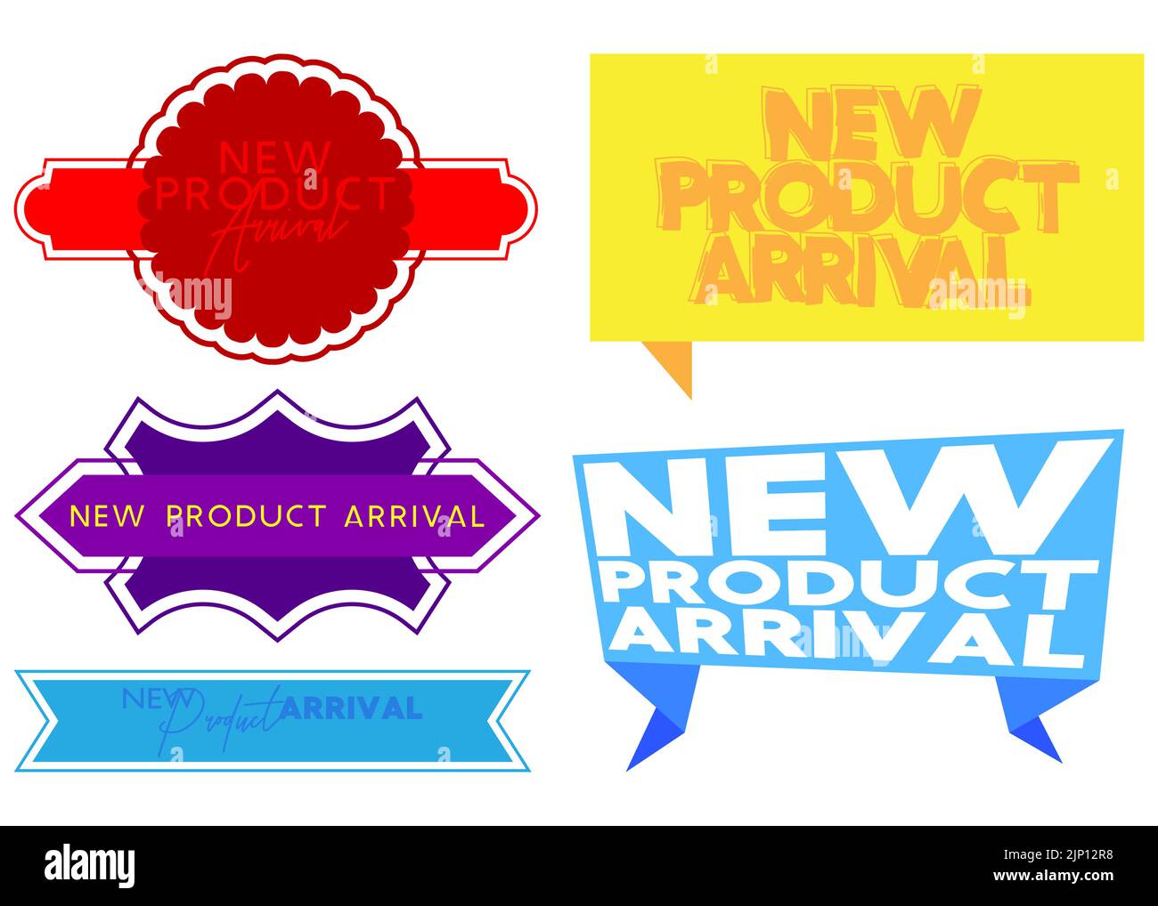 Set of ribbon with New Product Arrival text. Banner template. Label ...