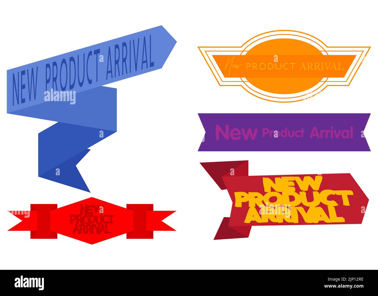 Set of ribbon with New Product Arrival text. Banner template. Label ...