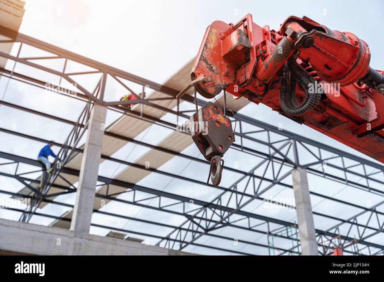 Crane hook for lifting with roof sheet on the steel roof structure at ...