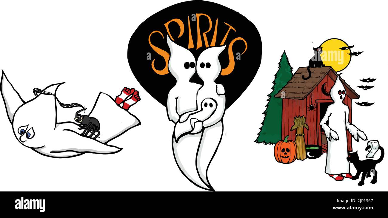funny cartoon ghost set Stock Vector Image & Art - Alamy