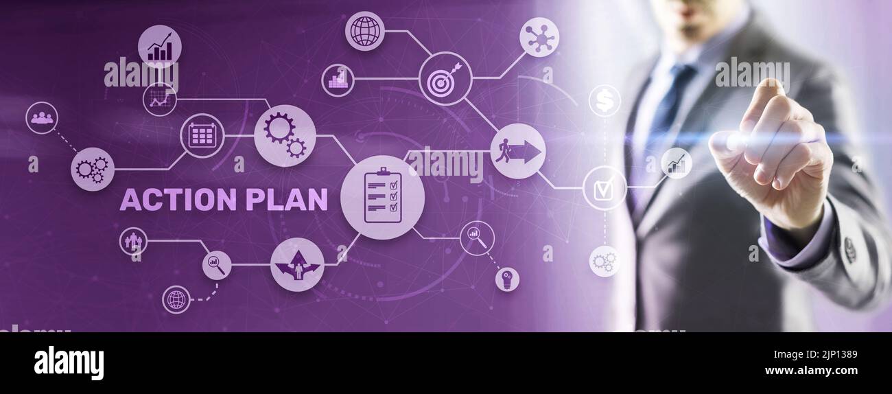 Action Plan Business Technology Strategy concept on virtual screen ...