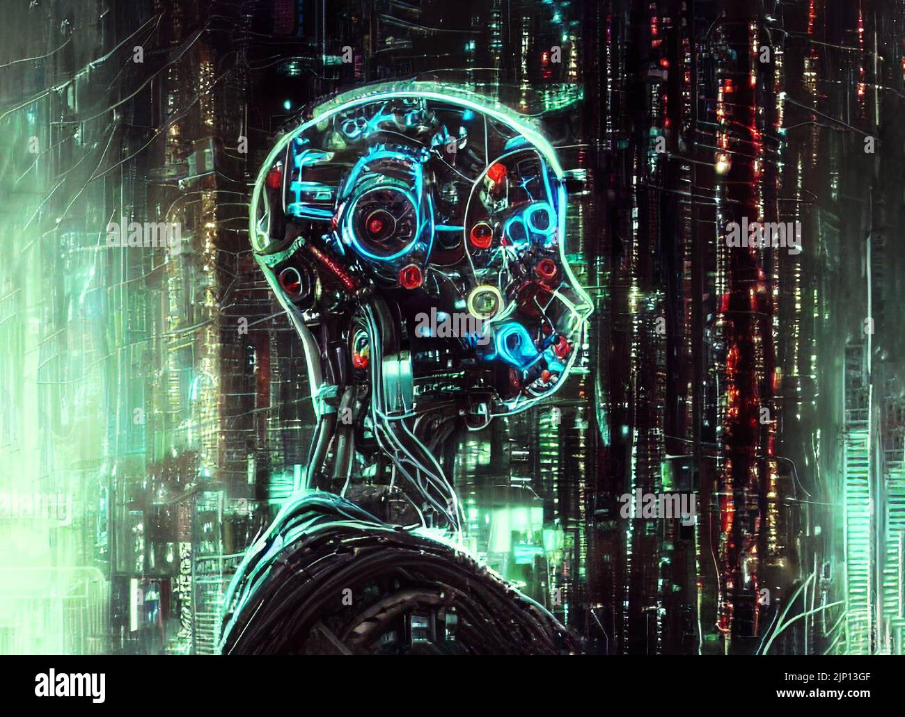 A cyborg in a futuristic city Stock Photo - Alamy