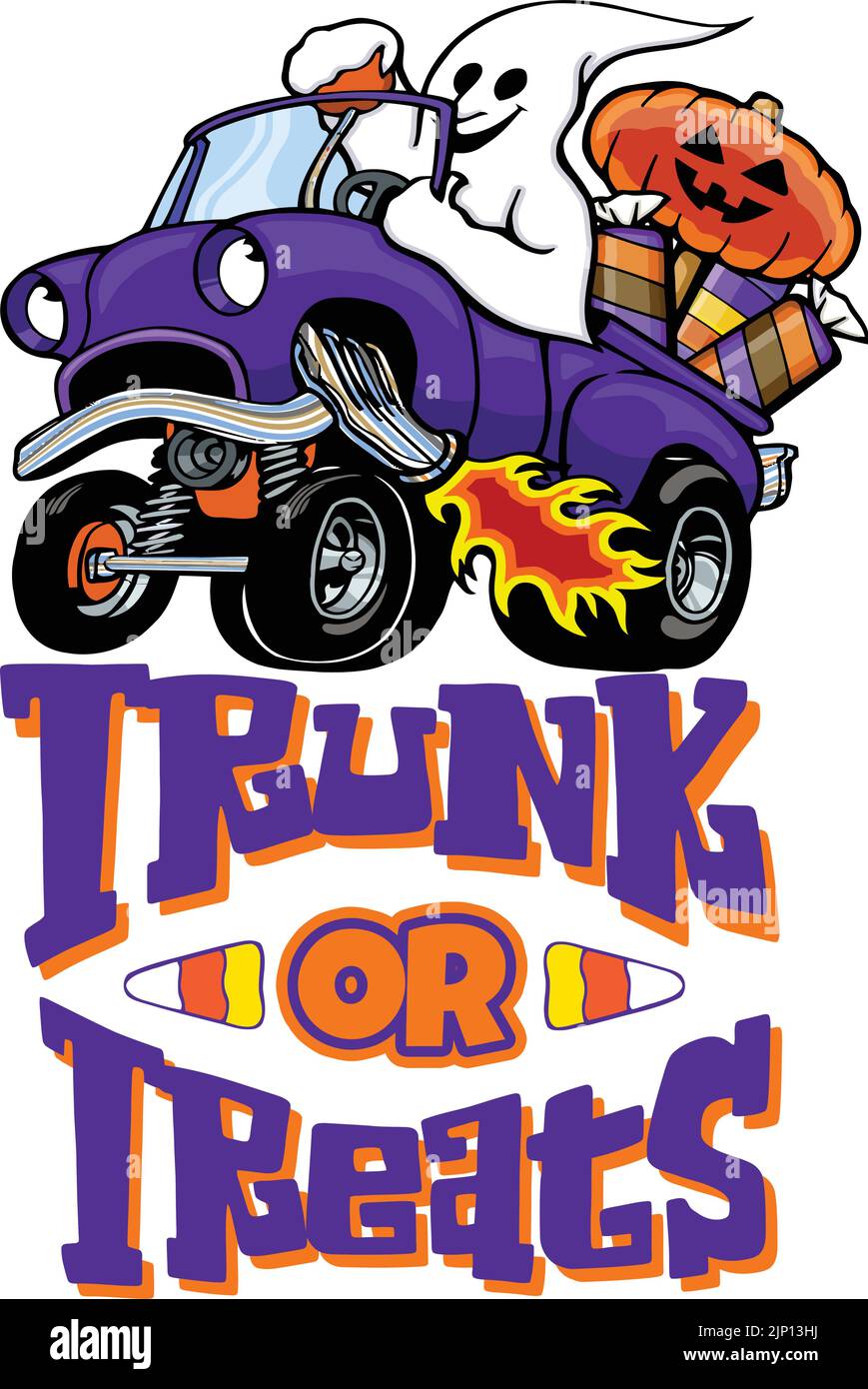 ghost driving a classic truck filled with candy Stock Vector Image ...