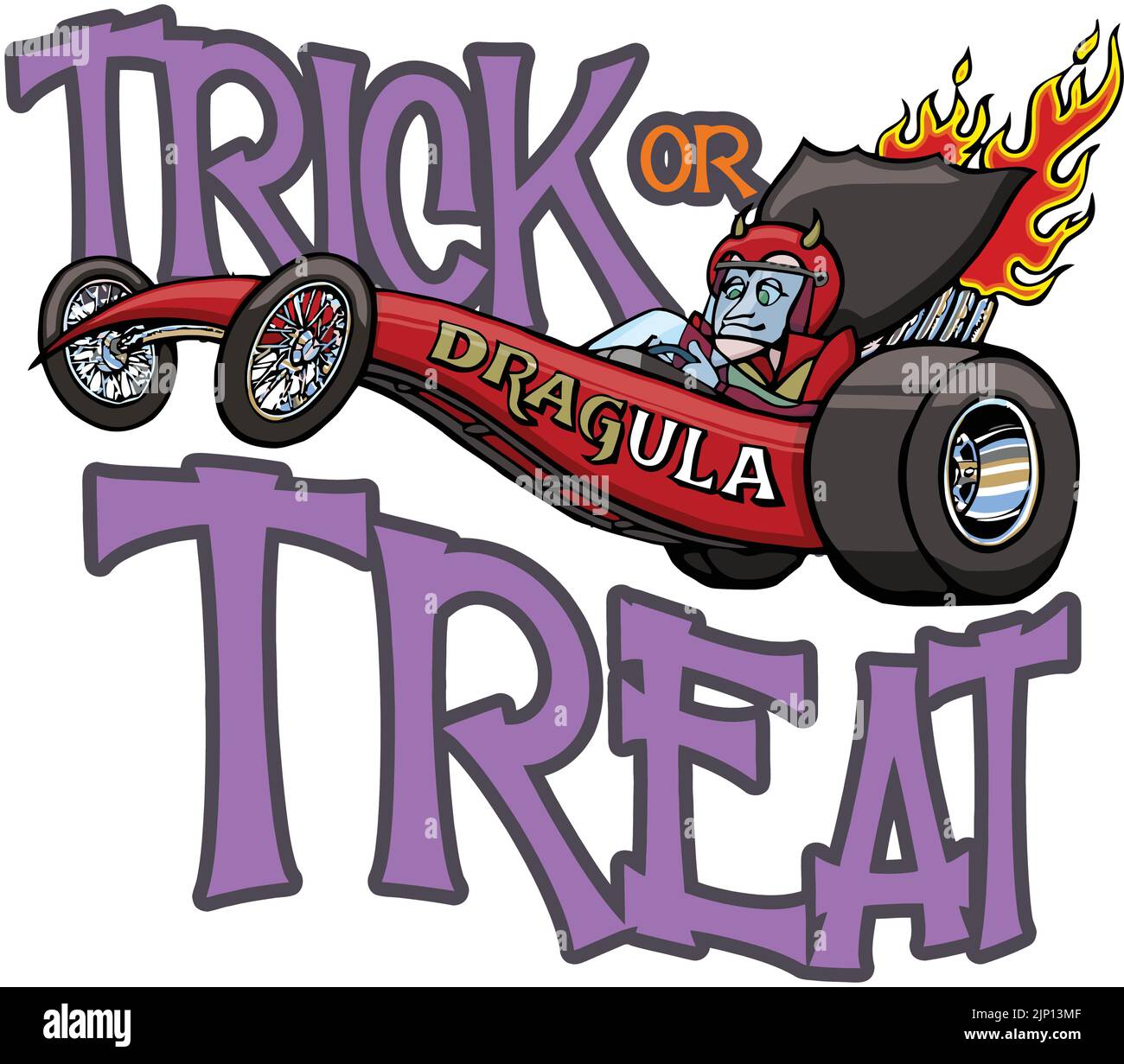 cartoon dracula driving a racecar - trick or treat Stock Vector Image ...