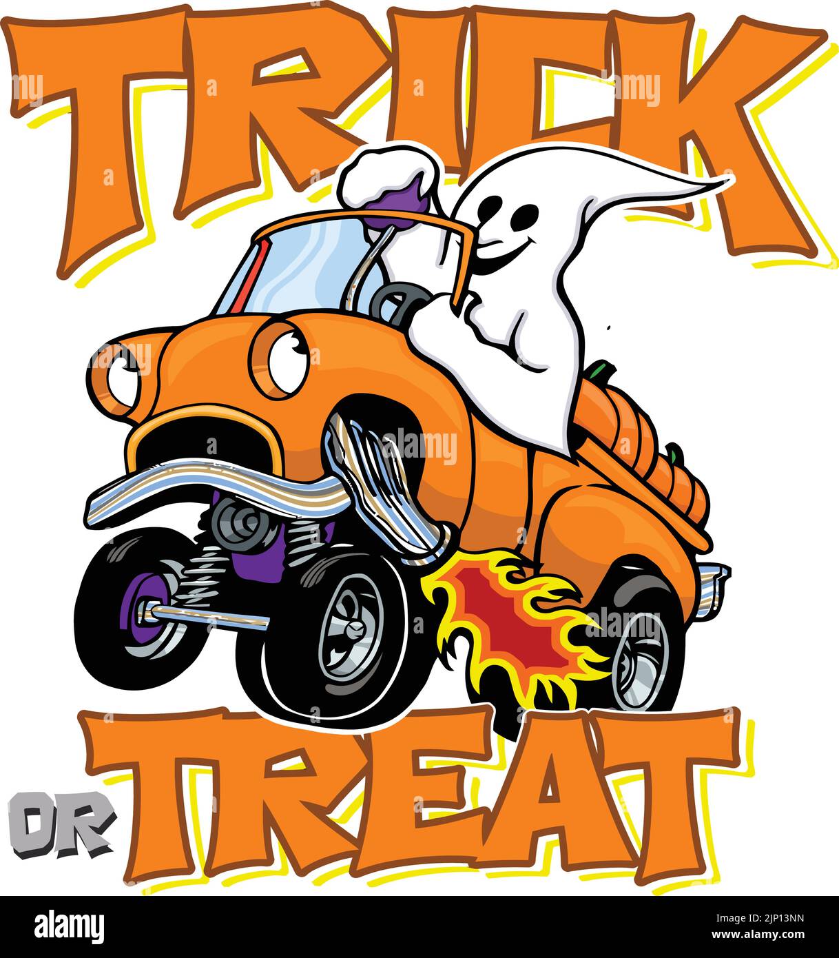 cartoon ghost driving a truck - trick or treat Stock Vector Image & Art ...