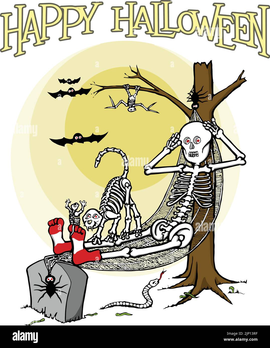 funny cartoon skeleton - happy halloween Stock Vector Image & Art - Alamy