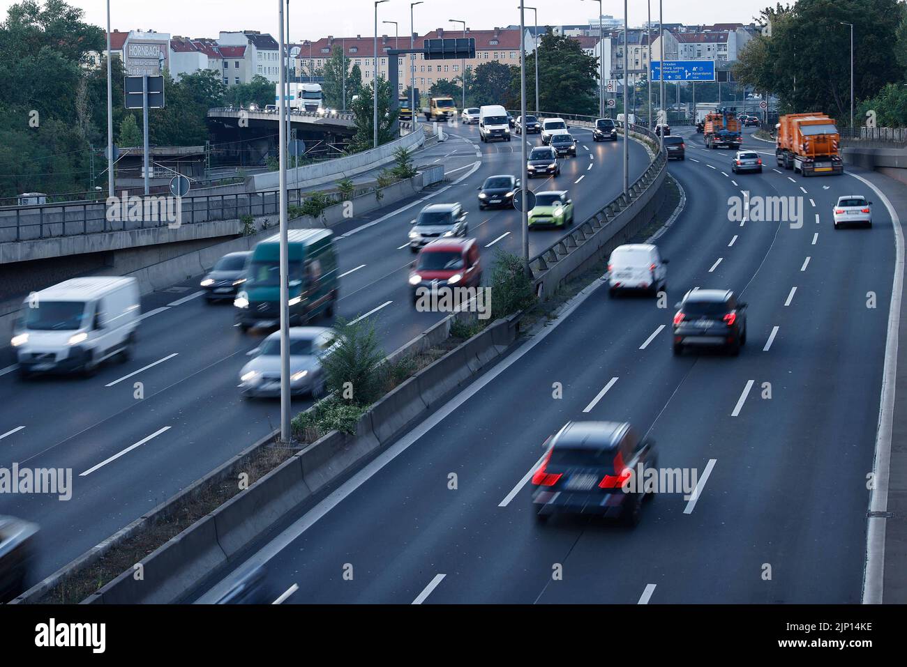 Berlin, Germany. 15th Aug, 2022. Cars are driving on the A 100 freeway ...