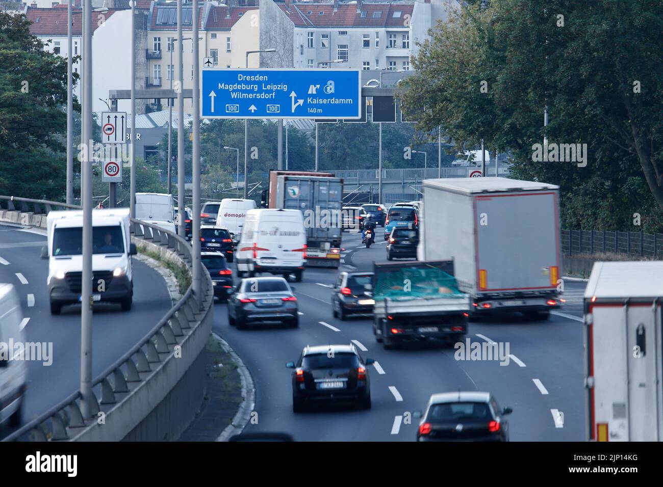 Berlin, Germany. 15th Aug, 2022. Cars are driving on the A 100 freeway ...