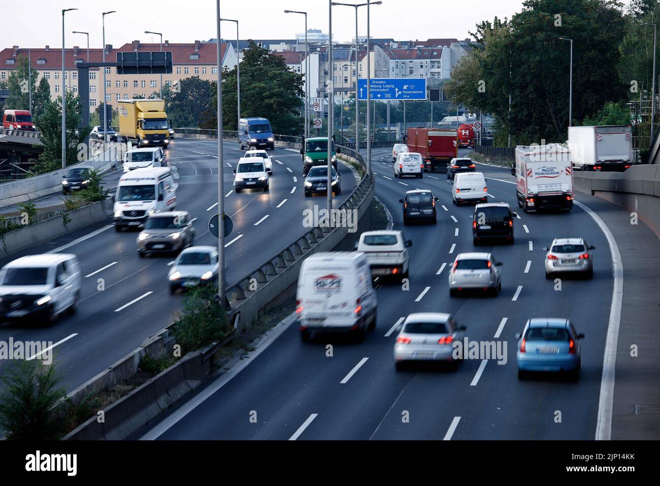 Berlin, Germany. 15th Aug, 2022. Cars are driving on the A 100 freeway ...
