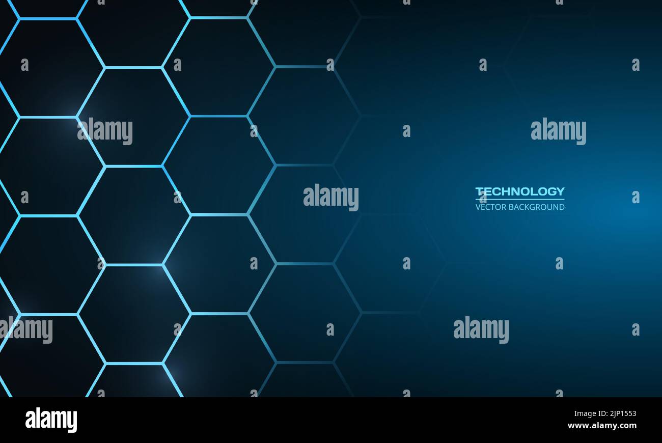 Blue hexagonal technology vector abstract background. Modern technology futuristic hexagon ...