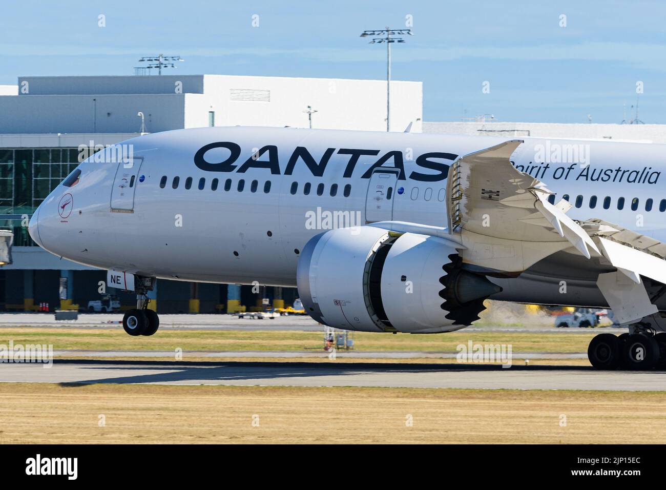Richmond, British Columbia, Canada. 13th Aug, 2022. A Qantas Boeing 787 ...